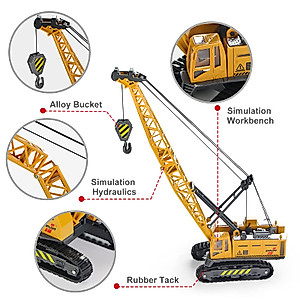 Jenilily 1:55 Scale Die-cast Crane Construction Vehicles Toy Alloy Model Car, Gifts for Kids Boys Toddler 3 4 5 Years Old