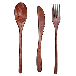 Wooden Cutlery Set Scratch Proof Portable Spoon Fork Cutter Tableware With Box For Dessert Salads Noodles Wooden Cutlery Set Scratch