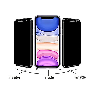 Ailun 2 Pack Privacy Screen Protector for iPhone 11[6.1 inch] + 2 Pack Camera Lens Protector, Anti Spy Private Tempered Glass Film,[9H Hardness] - HD [Black]