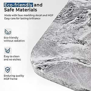 Tatub 70.87" Modern Dining Table Set for 6-8, Faux Marble Dining Table with 6 PU Leather Chairs, Rectangular Dining Room Table with Grey Marble Tabletop for Dining Room, Kitchen, Living Room