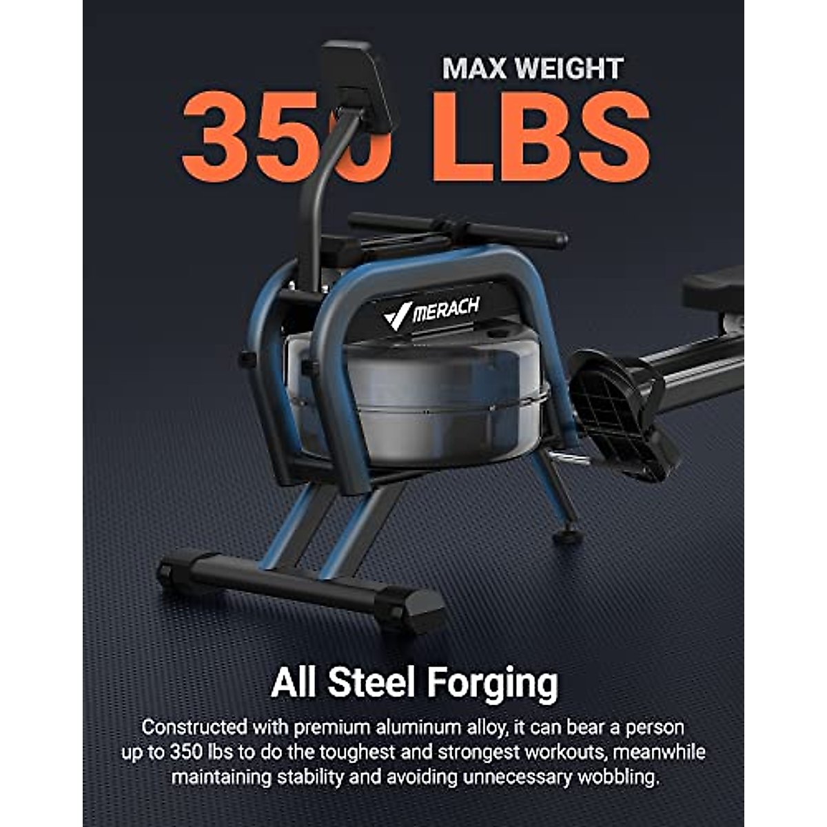 MERACH Water Magnetic Rowing Machine, Bluetooth Rower Machine with App Compatible and Dual Slide Rail, 350LB Max Weight, 16 Levels of Auto Resistance Feature, Rowing Machines for Home Use, R06