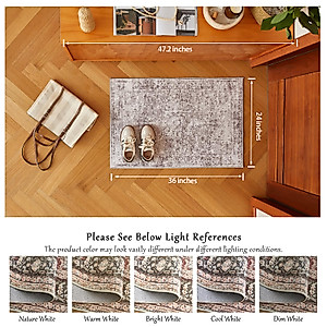 Triohero Kitchen Rug 2x3 Washable Rug Bohemian Non Slip Entry Rug Easy Clean Low Pile Rug Small Floral Rug for Entryway Ultra-Thin Accent Rug for Bathroom Entryway Laundry Room