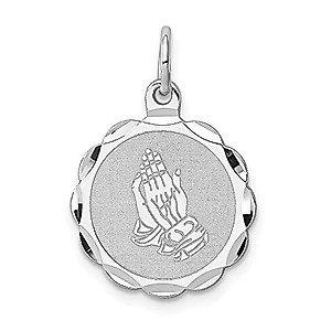 IceCarats 925 Sterling Silver Jesus Christ Praying Hands Lord Serenity Prayer Disc Necklace Religious Pendant Christian Faith Charm Only