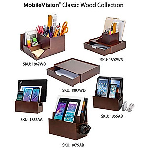 MobileVision Wood Multi-Function Desktop Organizer; Store Stationary Items Like notepads, File folders, paperclips, Business Cards, pens, More