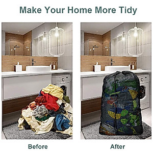 Dalykate Laundry Bag with Shoulder Straps and Mesh Pocket and Mesh Laundry Bags 3 Pack, 2 Item Bundle