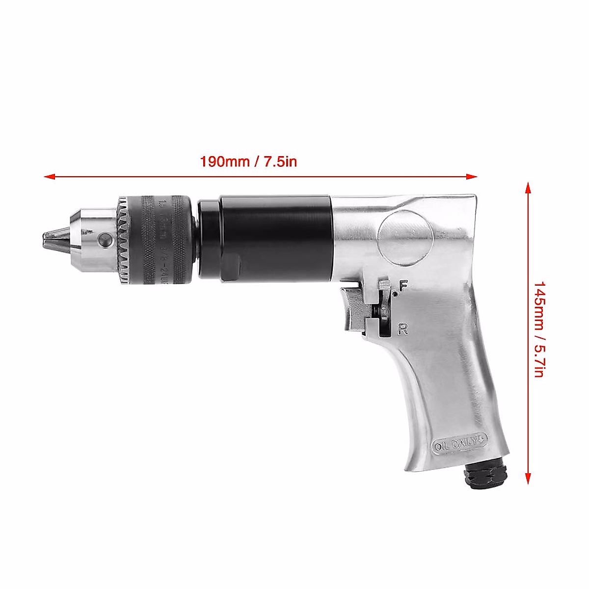 Air Drill 1/2,Pneumatic Air Drill, 900rpm CW/CCW Handle Type Reversible Variable Speed Drilling Tool Engraving Grinder with 360°Reversible Handle for Machinery Production, Furniture, Hardware