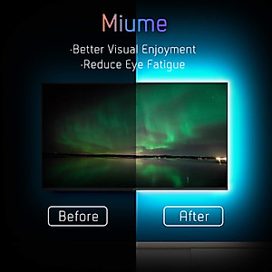 Miume LED Strip Light 9.8Ft Music TV Led Backlight for 14-47 inch TV,9.8Ft RGB USB Powered Led Strip Light with APP Control,TV Led Backlight Kit for Flat Screen TV/PC