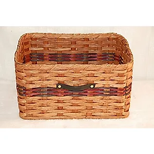 Kenzie's Kreations Handcrafted Cubby Basket. Measures 14" X 10" X 8" Tall. Accent Colors May Vary. (Red, Blue, Purple, Green, Burgundry, Black, Brown, Natural)