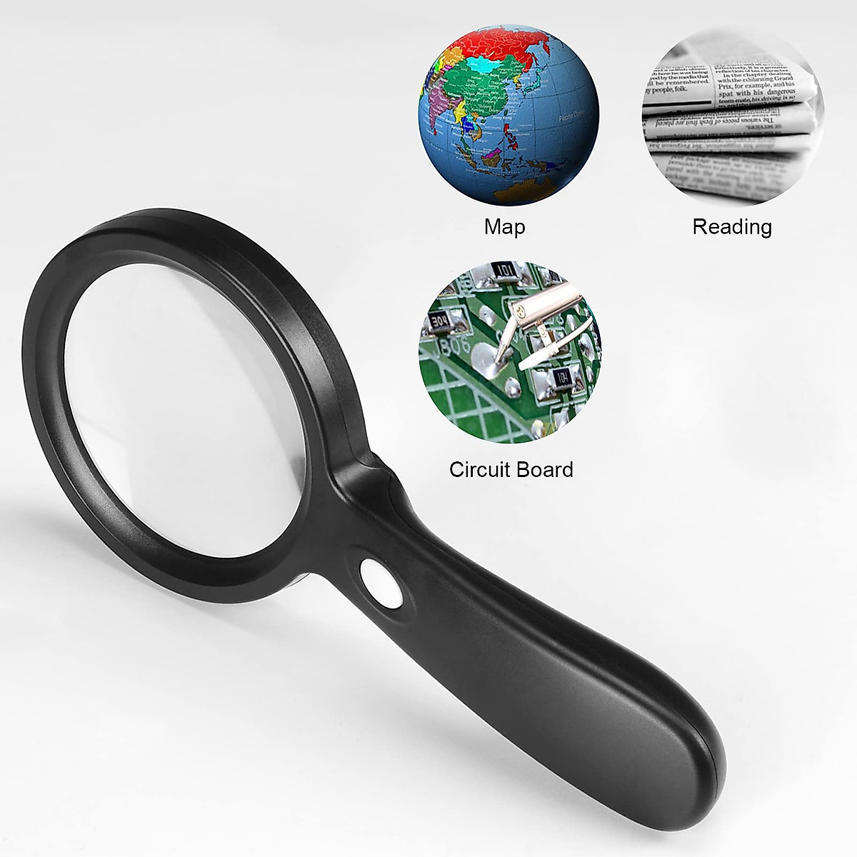 Magnifying Glass with Light, 10X Handheld Large Magnifying Glass 12 LED Illuminated Lighted Magnifier for Macular Degeneration, Seniors Reading, Soldering, Inspection, Coins, Jewelry, Exploring