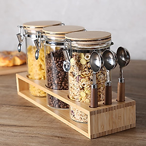 KKC HOME ACCENTS Airtight Glass Coffee Bean Storage Jars with Scoops for Coffee Bar,Sealed Glass Canisters with Hinghed Lids for Ground Coffee,Loose Leaf Tea, Matcha,Sugar,40 Fluid-oz