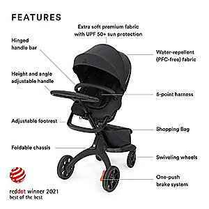 Stokke Xplory X, Signature - Luxury Stroller - Adjustable for Both Baby & Parents’ Comfort - Padding & Harness for Added Safety - Folds in One Step