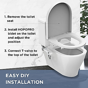 HOPOPRO Bidet Attachment for Toilet, Non-Electric Bidet Ultra-Slim Dual Nozzle (Feminine/Rear Wash), Fresh Cold Water Sprayer Bidets for Existing Toilets with Adjustable Pressure Control 1-Min Install