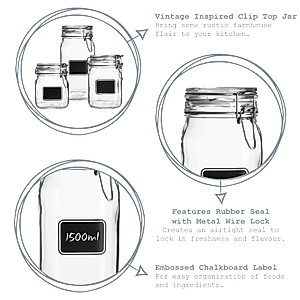 Bormioli Rocco Fido Airtight Vase with Chalkboard Label, Glass, L 1, Small