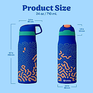 Ottle Cove Cruiser Stainless Steel Water Bottle - 24 oz Insulated Flask with Leak Proof Lid BPA-Free - Reusable Gym Water Bottle for Travel, Camping & Sports - Synapse Loop