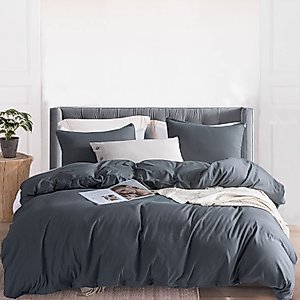 JOHNPEY Duvet Cover Queen (1 Duvet Cover+2 Pillow Shams),Soft Washed Microfiber Bedding Set with Zipper Closure,No Comforter
