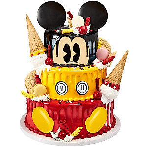 DecoSet® Disney Mickey Mouse Cake Topper, 7-Piece Topper Set with Ears, Eyes, Buttons and Shoes, Made of Food-Safe Plastic, Multiple, 1 SET