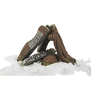 Ceramic Wood Logs ​Gas Fireplace Logs Accessories for All Types of Indoor Gas Inserts，Ventless & Vent Free，Outdoor Fireplaces & Fire Pits & DIY Home Decorative Burning (5-Pack)