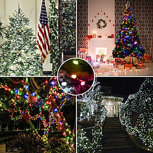 BrizLabs Christmas Tree Lights, 262ft 800 LED Color Changing Christmas Lights with Remote, 11 Modes Cool White & Multicolor Christmas Lights, 30V Plugin Dimmable Lights Green Wire for Xmas Tree Home