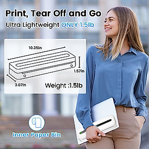 Omezizy Portable Printer Wireless Travel - Upgarde Portable Thermal Printer with Paper Bin, Portable Printers Wireless for Travel, Rechargeable Travel Printer Support US Letter and Multiple Sizes