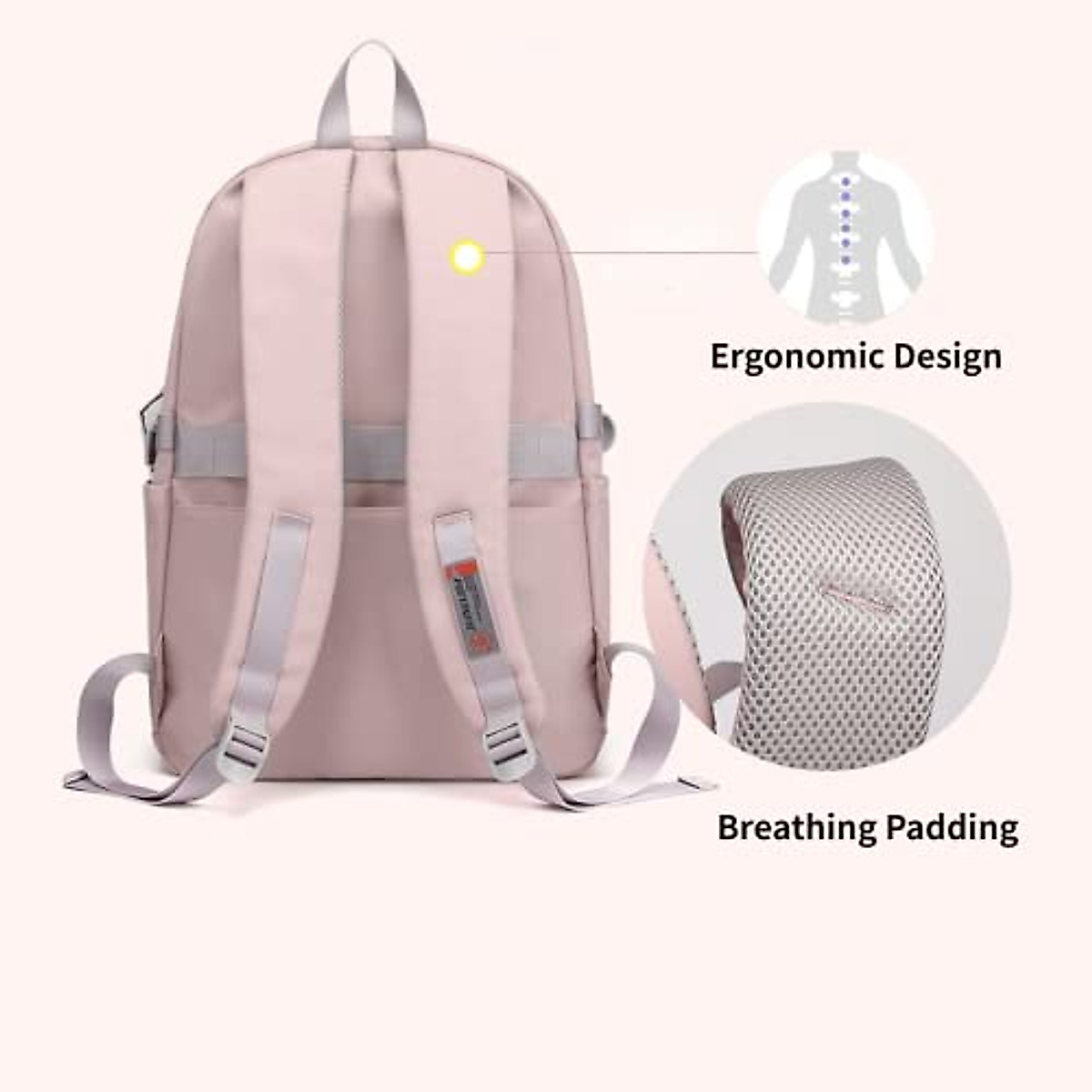 Aesthetic Laptop Backpack Kawaii Backpack Back to School Anti Theft Slim Durable Backpack with Large Capacity (Pink)