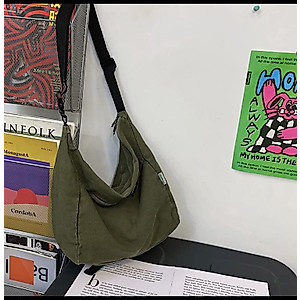 Aesthetic Boho Canvas Crossbody Bag Tote Bag, Women Girls Y2k Harajuku Grunge Shoulder Bag Large Retro Handbag