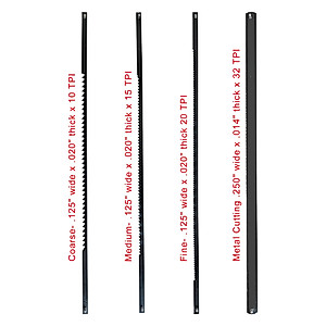 FOXBC 6-1/2 Coping Saw Blade Assortment with 10 TPI, 15 TPI, 20 TPI, 32 TPI - 48 Pack