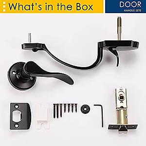 home improvement direct Camelot Trim Lower Half Handleset, Flat Black Entry Door Handle with Accent Wave Door Lever for Electronic Keypad with Drop Interior Left Handed Lever