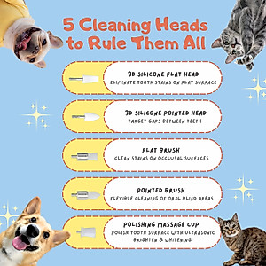 Generic Multifunctional Pet Electric Tooth Cleaning Tool for Dogs and Cats, 1 Count (Pack of 1), Silver