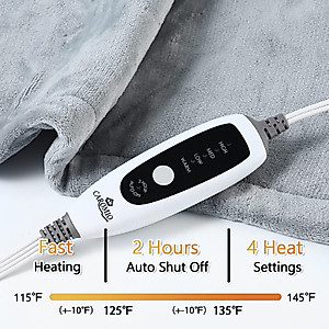 CAROMIO Large Heating Pad for Neck and Shoulders Back Pain Relief, Weighted Electric Heating Pads with Auto Shut Off, Full Body Back Heat Pad, Fast Heating and 4 Heat Settings (Grey, 33"x22")