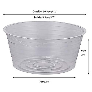 Idyllize 10 Pieces of 4 Inch Clear Thin Deep Plastic Plant Saucer Drip Tray for Pots (4'')