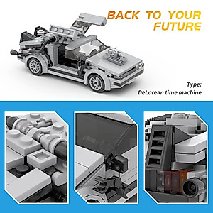 Back to Future Delorean Building Kit, BTTF Time Machine Car Building Set, Classic '80s Movie Collectibles, Great Gifts and Toys for Fans (211 Pieces)