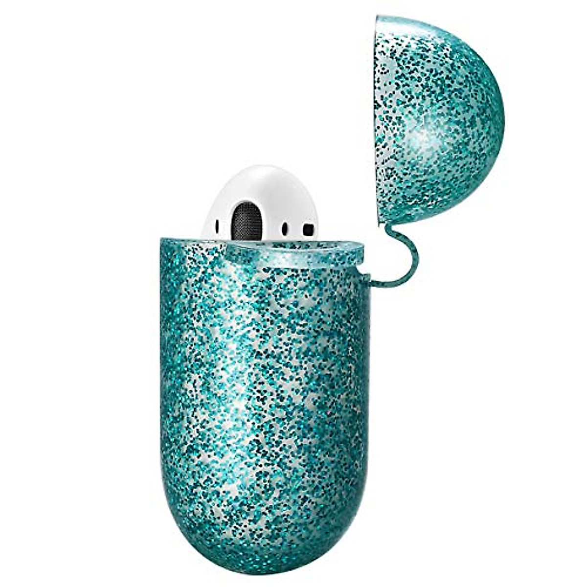 Airpods Case, DMMG Airpods Case Cover Silicone Skin, AirPods Protective Bling Glitter Case with Fluff Ball Keychain, Scratch Proof and Drop Proof for Apple Airpods 2&1