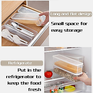 Voittozege 6 Pack Pasta Storage Containers with Lid Clear Spaghetti Storage Container Organizer 3 x 12 x 3inch Stackable Long Noodle Holder for Storing Pasta Spaghetti Candy - Food Storage BPA Free