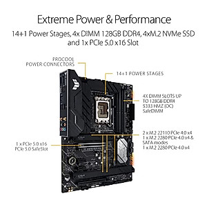 ASUS TUF Gaming H670-PRO WiFi D4 LGA 1700(Intel 12th Gen) ATX Motherboard (PCIe 5.0, DDR4,14+1 DrMOS,4xM.2 Slots,WiFi 6,2.5 Gb LAN,Front USB 3.2 Gen 1 Type-C,USB 3.2 Gen 2x2 Type-C)