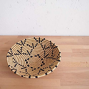 African Basket- Mugusa/Rwanda Basket/Woven Bowl/Sisal & Sweetgrass Basket/Tan, Black