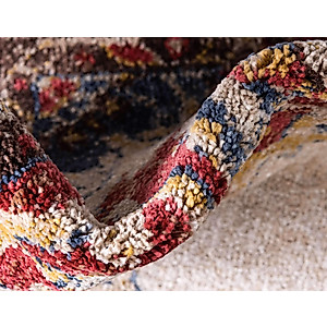 Unique Loom Utopia Collection Traditional Classic Vintage Inspired Area Rug with Warm Hues, 7' Round, Cream/Blue