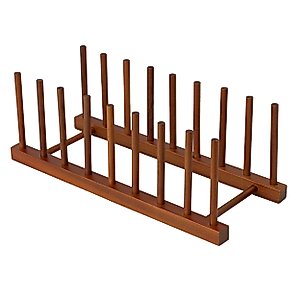 HBlife Teak Dish Plate Bowl Cup Book Pot Lid Cutting Board Drying Rack Stand Drainer Storage Holder Organizer Kitchen Cabinet（Keep Dry）