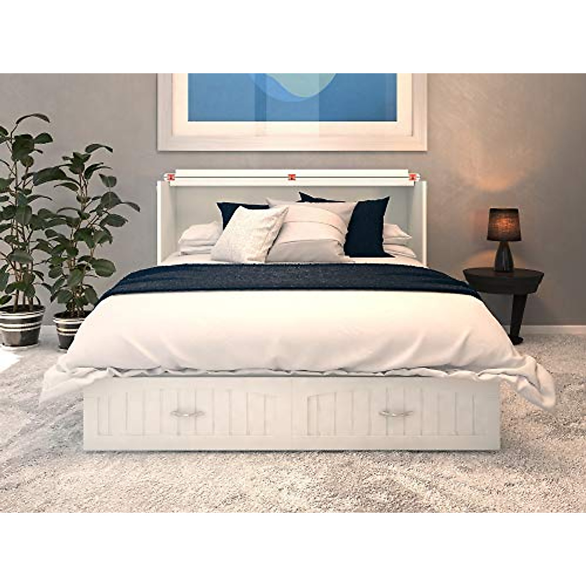 AFI Southampton Murphy Bed Chest with Charging Station, Queen, White