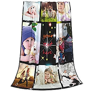Hiffey Custom Blanket with Text Picture Customized Throw Blankets, Birthday Anniversary Wedding Gifts Personalized for Dad, Mom, Kids, Dogs, Friends Or Couples Photo 30"×40"