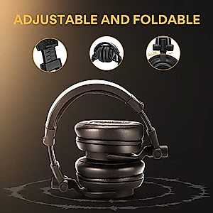 MAONO 50MM Drivers Studio Headphones AU-MH601 Over Ear Stereo Monitor Closed Back Headphones for Music, DJ, Podcast (Black)