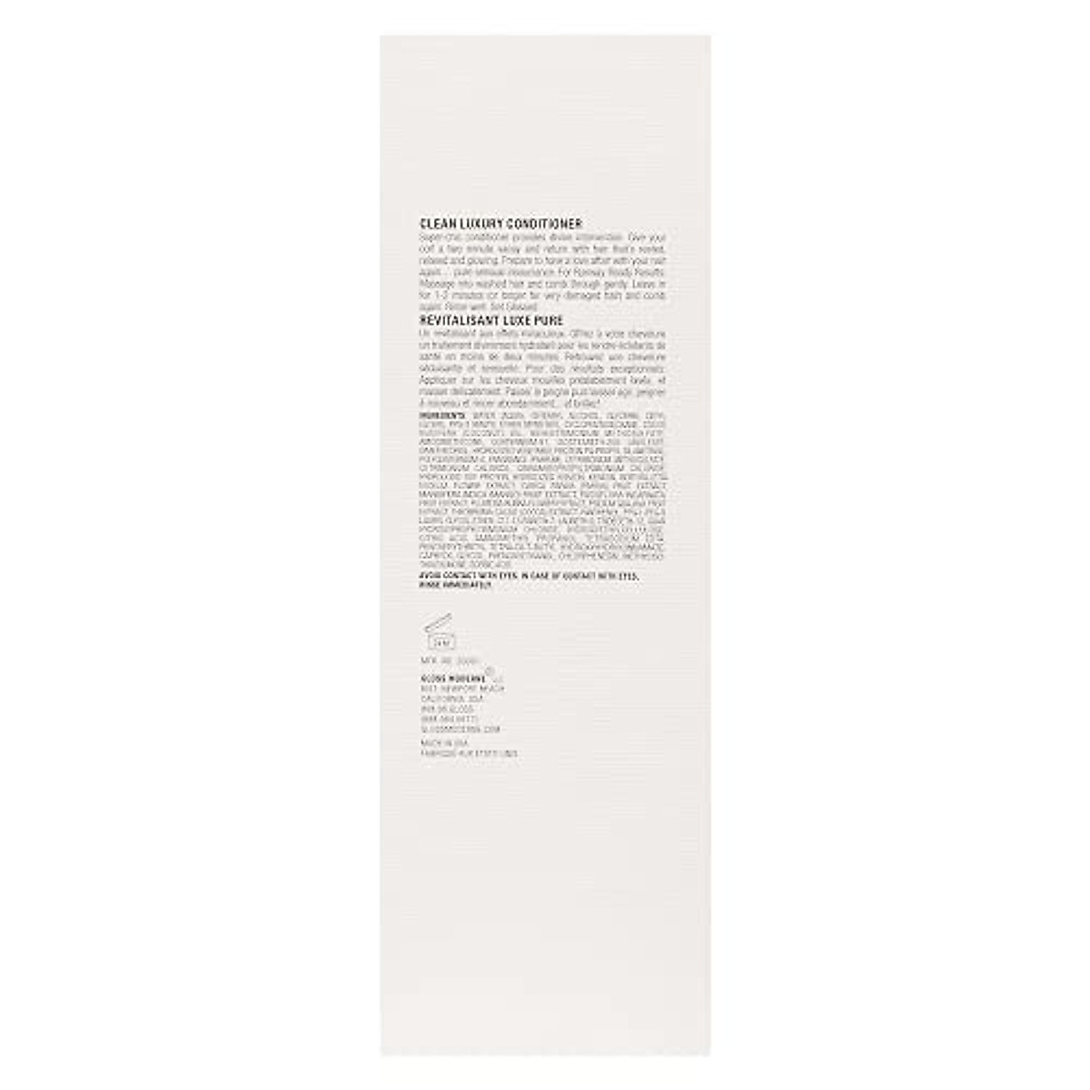 Clean Luxury Hair Conditioner by GLOSS MODERNE - 8 Fl Oz - Treatment for Damaged and Dry Hair with Notes of Mediterranean Almond and Coconut Accented with Cognac - For Soft and Shiny Hair