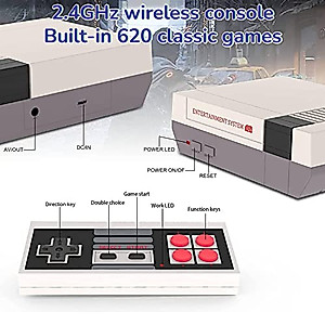 RISEMITEL Classic Retro Game Console with 620 Video Games and 2 Classic Wireless Controllers, RCA and HDMI HD Output, Plug and Play, an Ideal Gift for Kids and Adults.