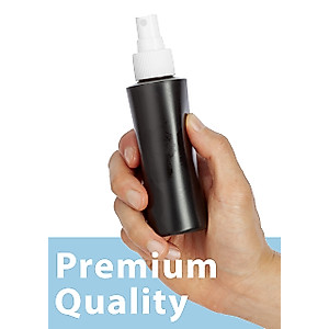 JUVITUS 4 oz / 120 ml Black Squeeze Cylinder Plastic Bottle with White Fine Mist Spray (12 pack)