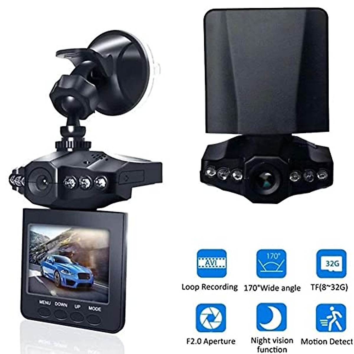Dash Cam,HD1080 Car Camera,,Real-time Monitoring,Circular Recording,360-degree Rotating tachograph,120°Wide Angle,16/32GB SD Card