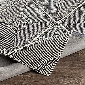 Mark&Day Wool Rugs, 5x7 Rugdijk Global Black Area Rug, Black Beige Carpet for Living Room, Bedroom or Kitchen (5' x 7'6")