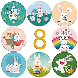 500pcs 1 Inch Easter Stickers Happy Easter Bunny Rabbit Eggs Stickers 8 Patterns Easter Theme Roll Stickers for Kids Easter Art Craft Gift Box Card Party Supplies