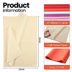 500 Pieces Colored Tissue Paper Bulk 26'' x 20'' Tissue Paper for Gift Wrapping Gift Bag Paper Tissue Craft Tissue Paper for Birthday Party Weddings Baby Showers
