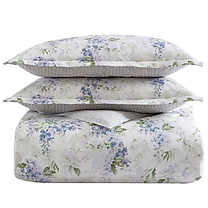 Laura Ashley- King Duvet Cover Set, Plush Velvet Bedding Set, Designer Home Decor (Wisteria Lavender, King)