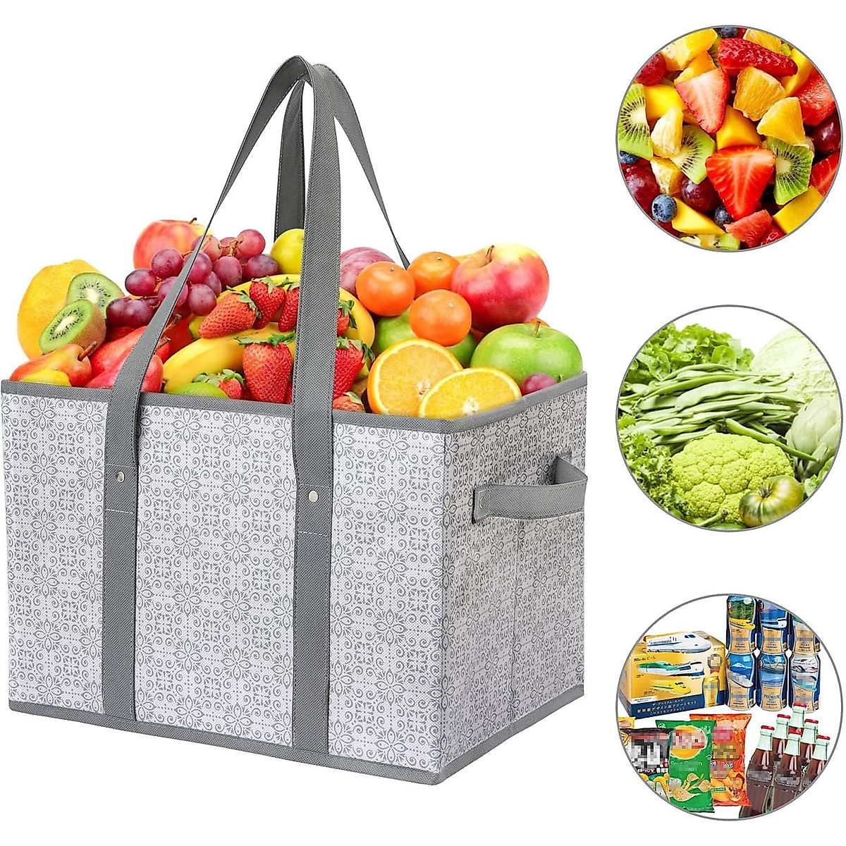 WISELIFE Reusable Grocery Bags [3 Pack],Large Grocery Tote Bag Water Resistant Shopping Bags Foldable Grocery Bag for Clothes,Toys,Shoes and Picnic