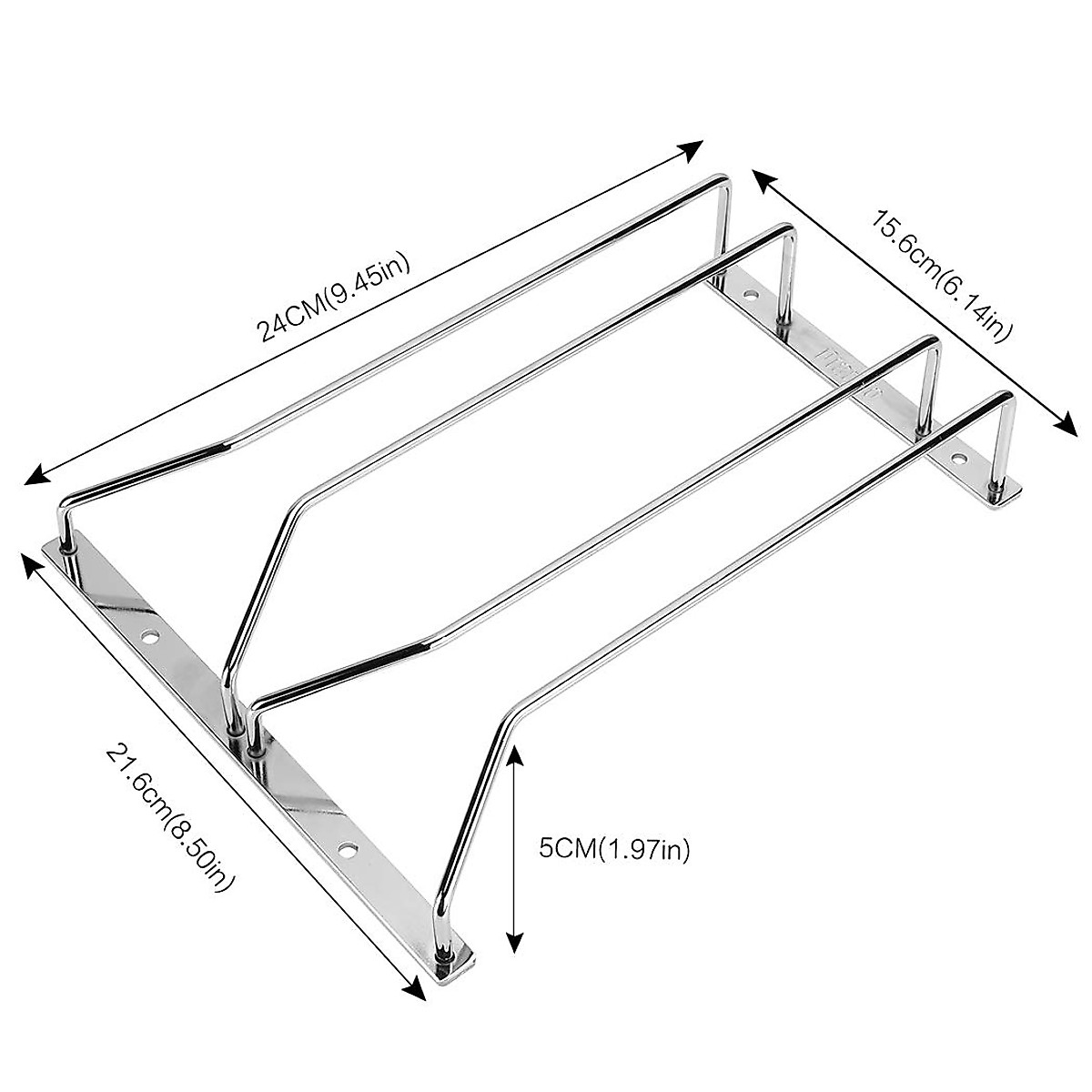 Dianoo Wine Glass Rack Under Cabinet Hanging Wire Stemware Rack Holder With Screws Chrome Finish 24cm 2 Rows